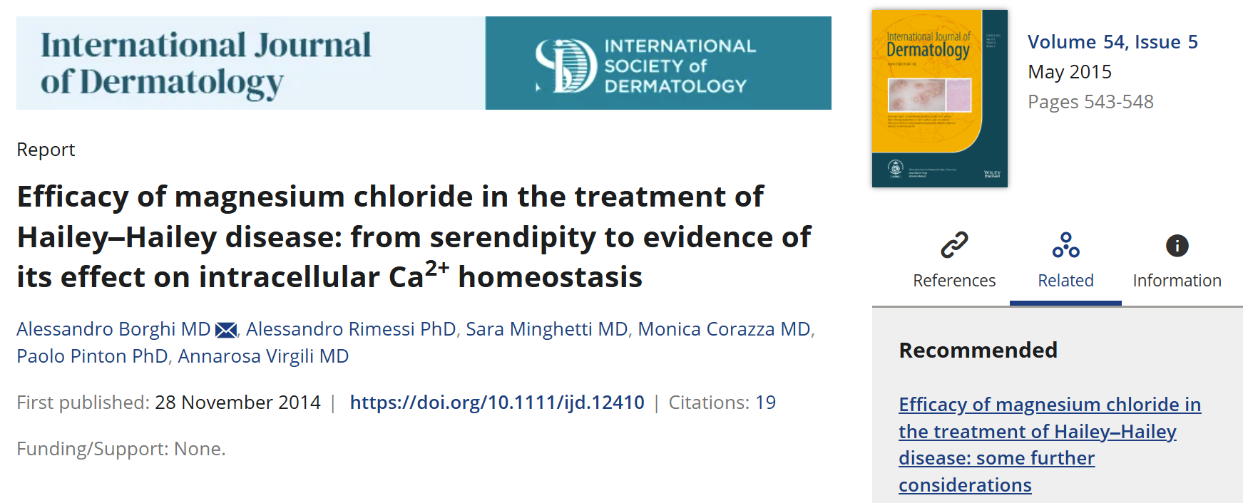 Efficacité du chlorure de magnésium pour la maladie de Hailey-Hailey ...